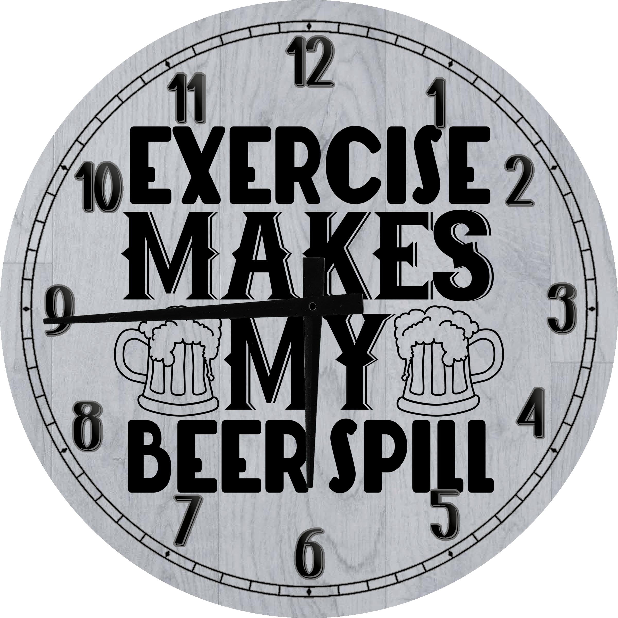 Wood Wall Clock 18 Inch Round Exercise Makes My Beer Spill with Foamy ...