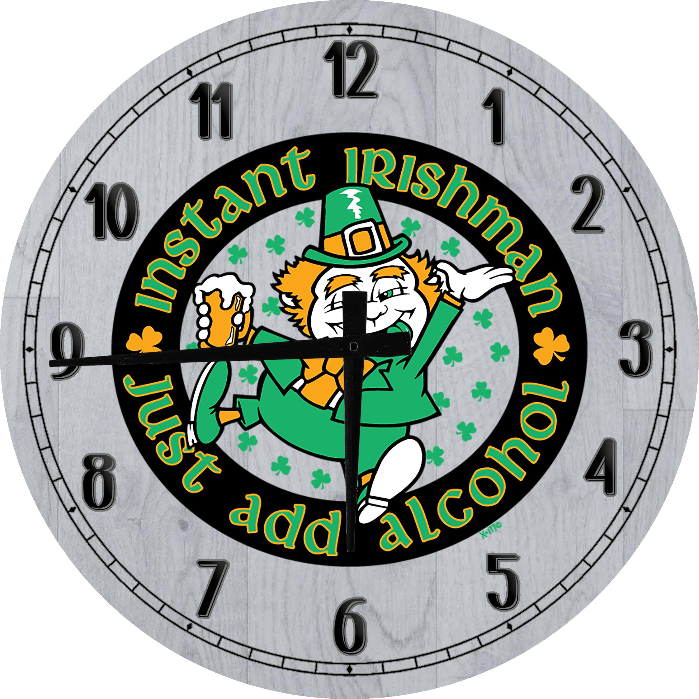 Wood Wall Clock 18 Inch Round Instant Happyman Just Add Alcohol Funny ...