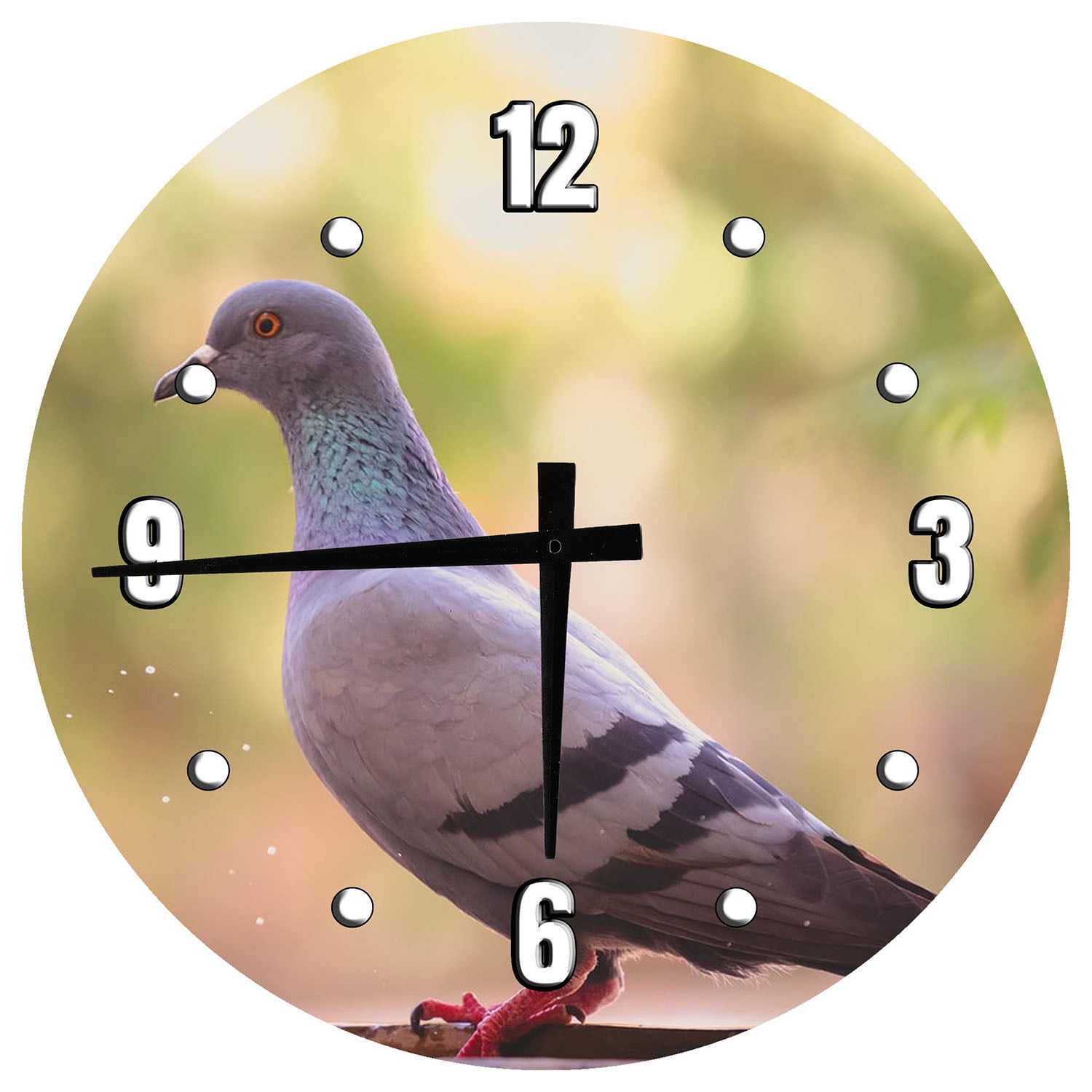 Wood Wall Clock 18 Inch Round Pigeon Round Small Battery Operated Wall ...