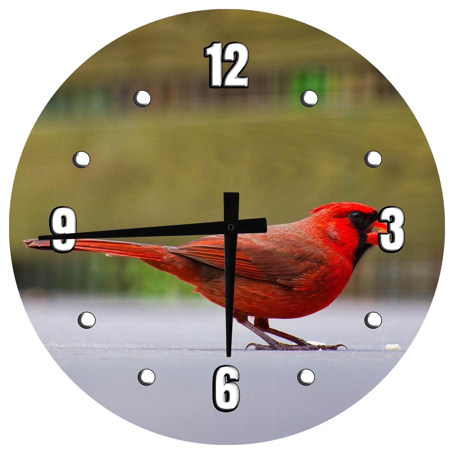 Wood Wall Clock 18 Inch Round Red Cardinal Bird Clock Round Small ...