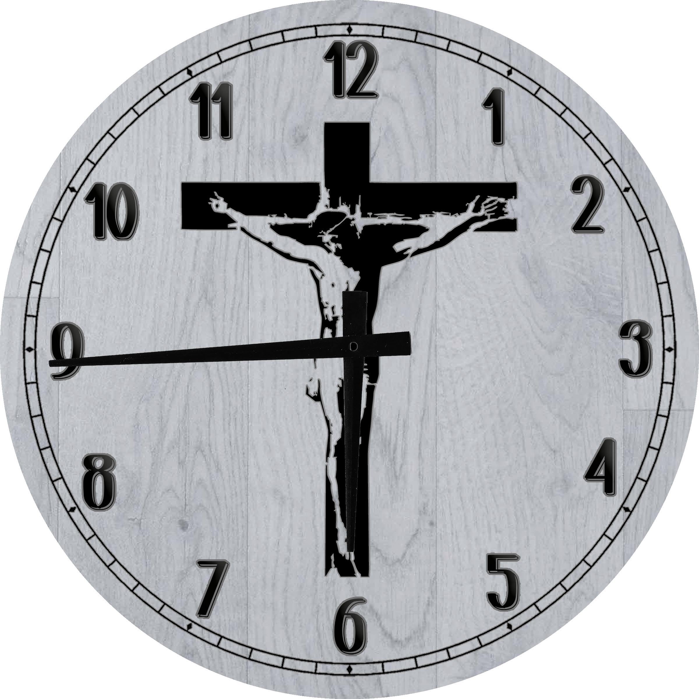 Wood Wall Clock 18 Inch Round Religious Wall Art Jesus Clock - On The ...