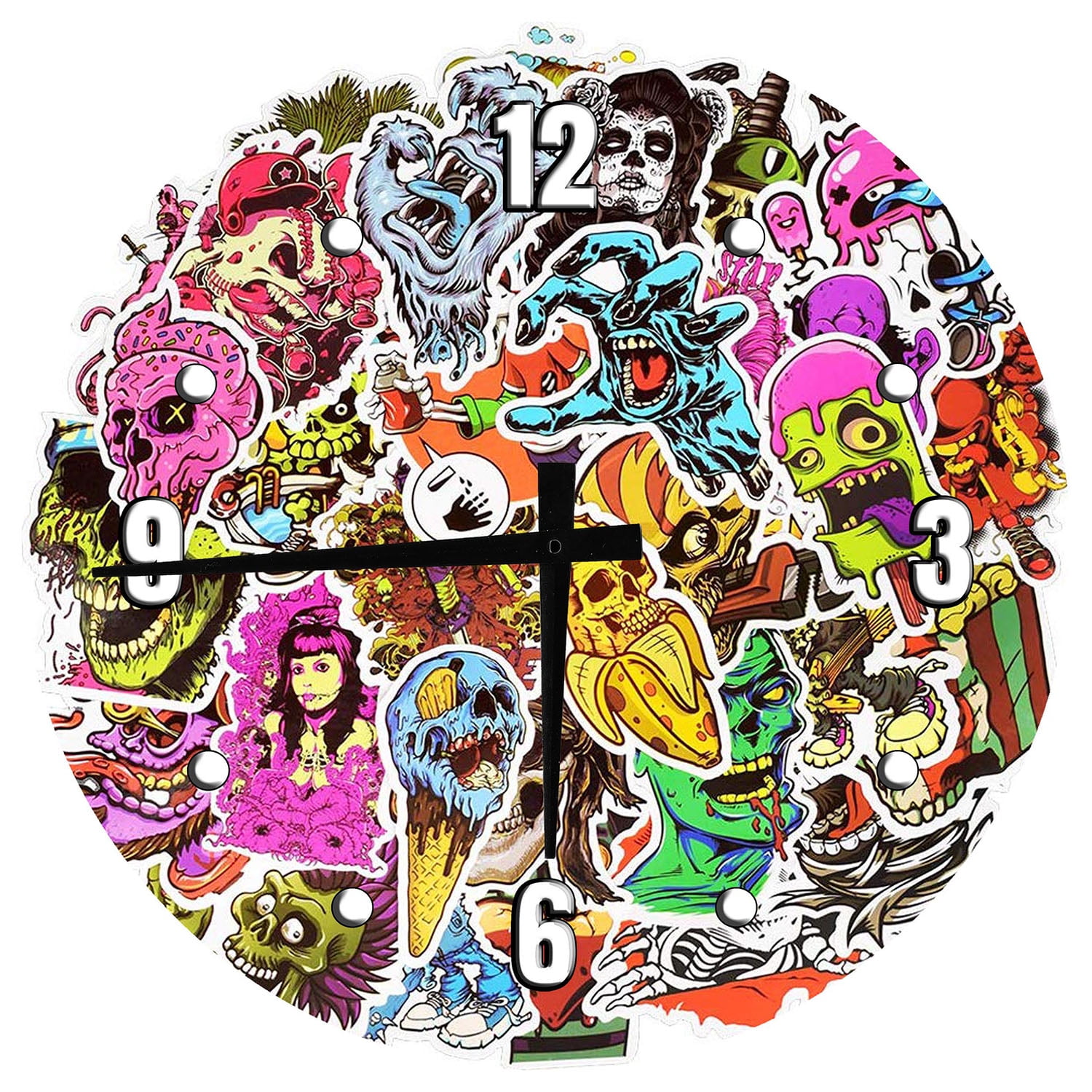 Wood Wall Clock 18 Inch Round Rotten Fruit Kids Sci Fi Horror Round ...