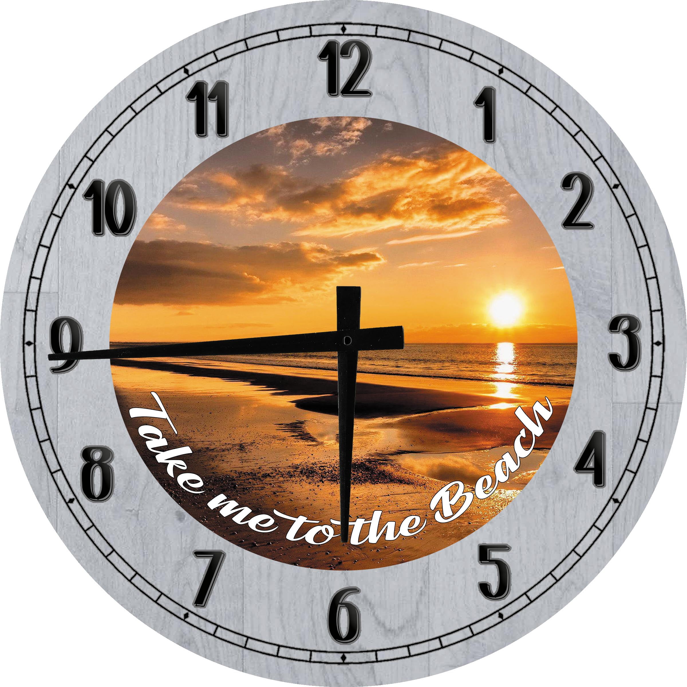 Wood Wall Clock 18 Inch Round Take me to the Beach Sand Sunrise Round ...