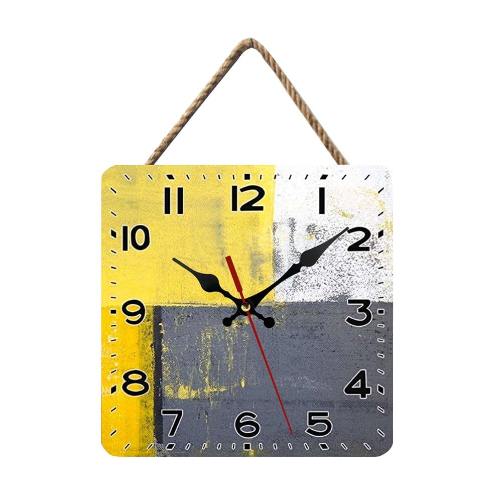 Wood Wall Clock Antique Square Wooden Wall Clock Quiet with Big Numbers ...