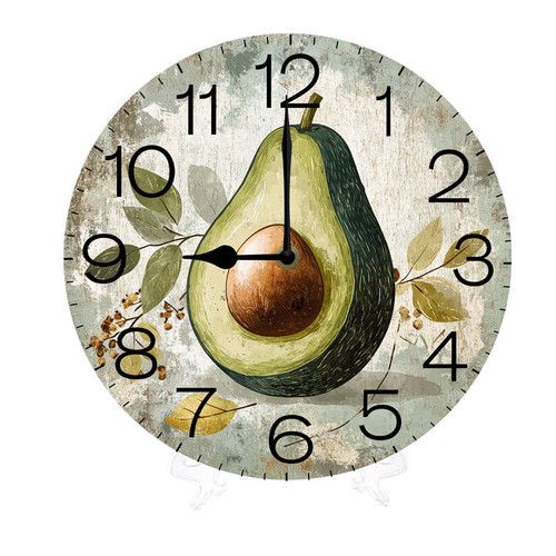 Wood Wall Clock Avocado Frameless Battery Operated Silent Quartz ...