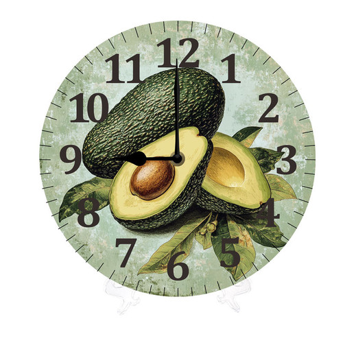 Wood Wall Clock Avocado Frameless Battery Operated Silent Quartz ...