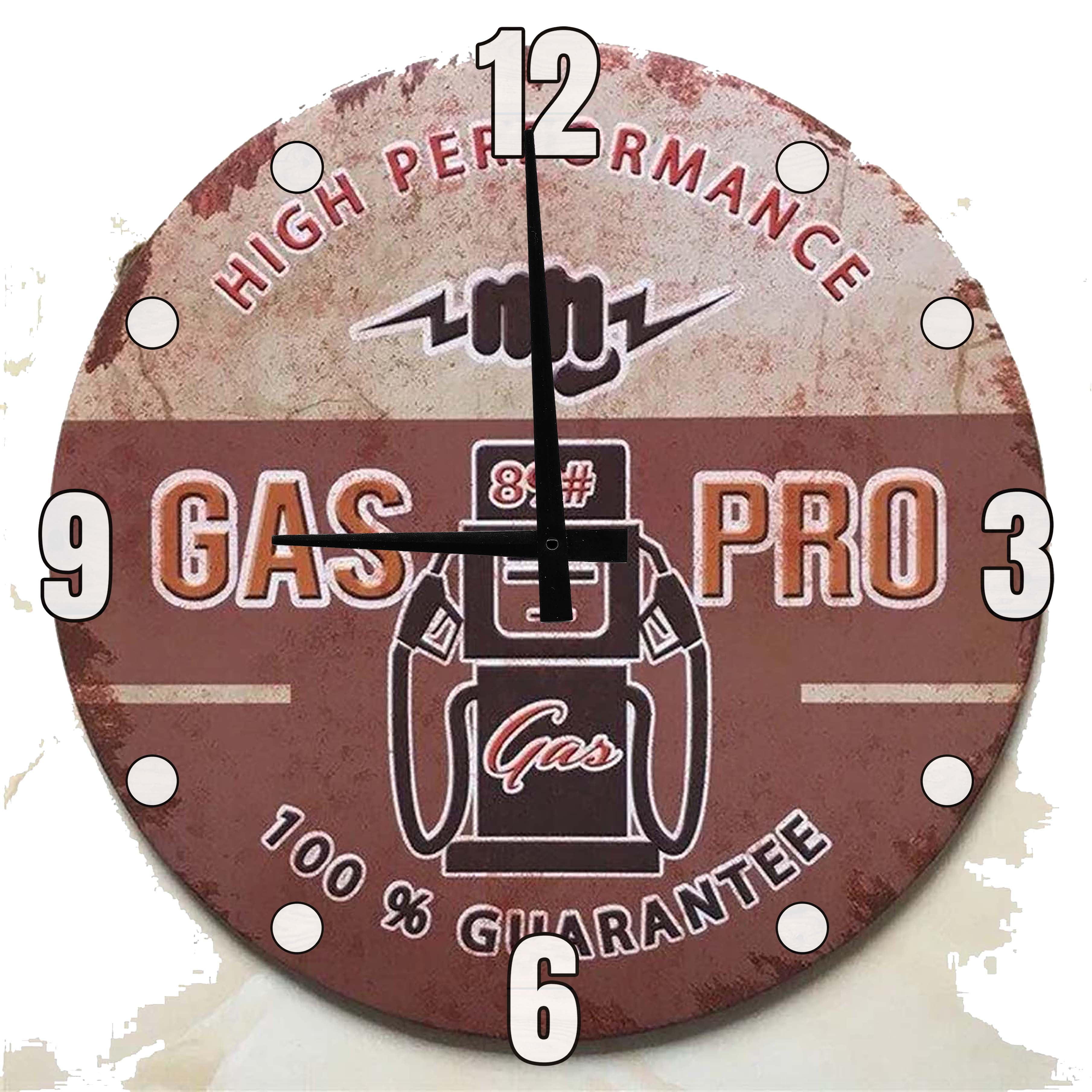 Wood Wall Clock Gas Pro Mechanic Garage Large Wall Clock 18 Inch Round ...