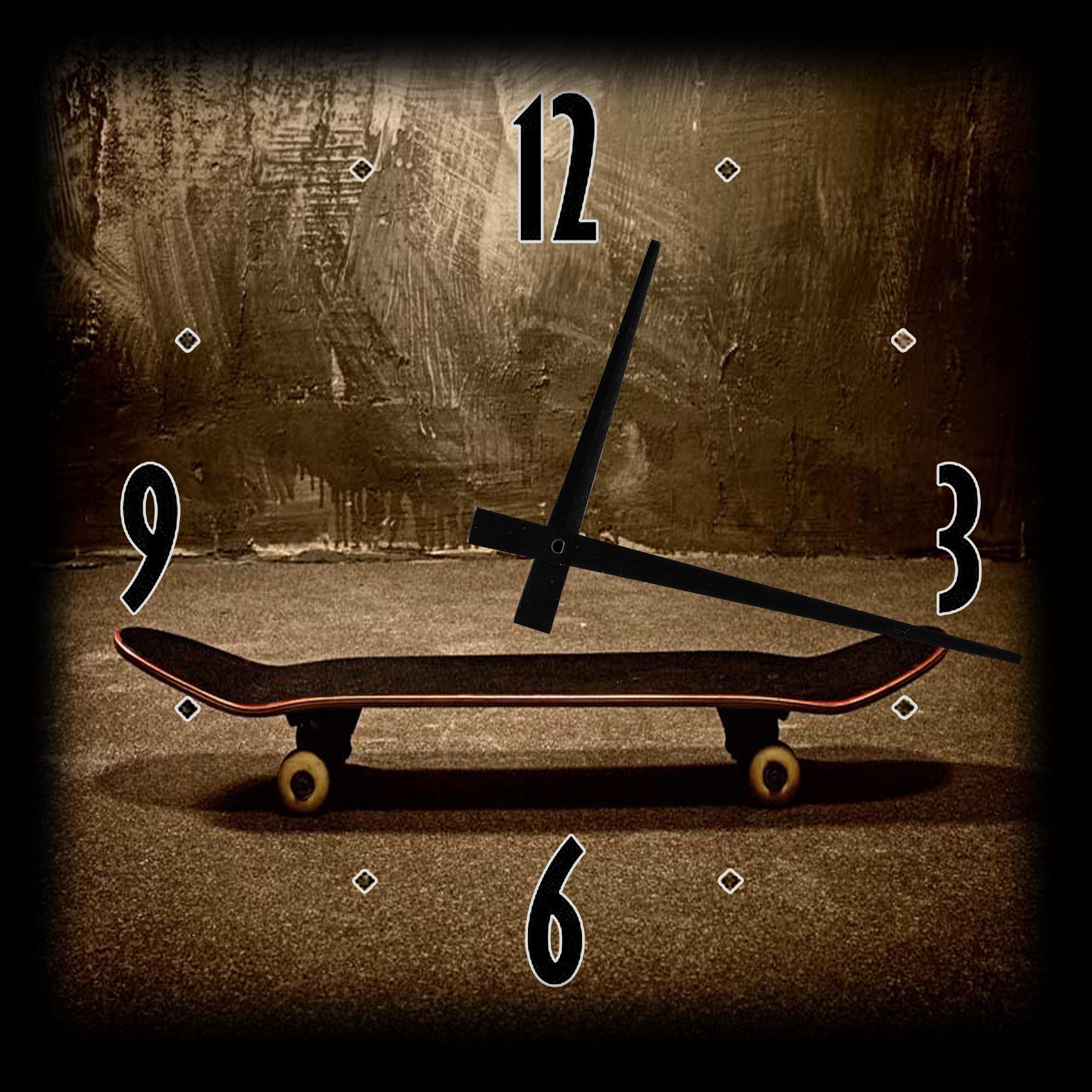 Wood Wall Clock Grunge Skateboard Skateboarding Home Decor Large Clock ...