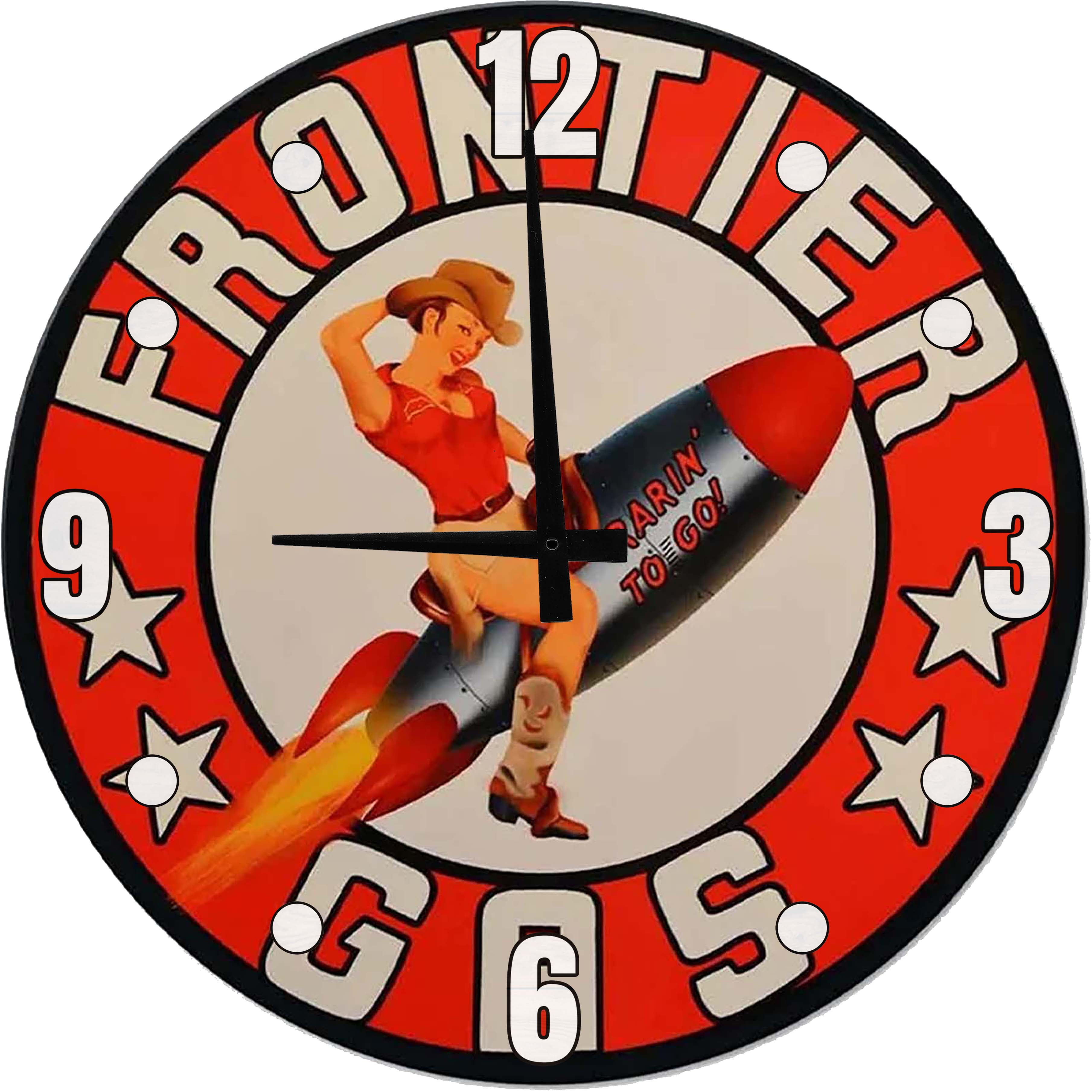 Wood Wall Clock Pinup Girl Gas Garage Large Wall Clock 18 Inch Round ...