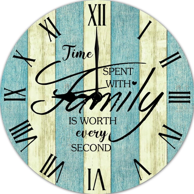 Wood Wall Clock Time Spent With Family Is Worth Every Second Decorative ...