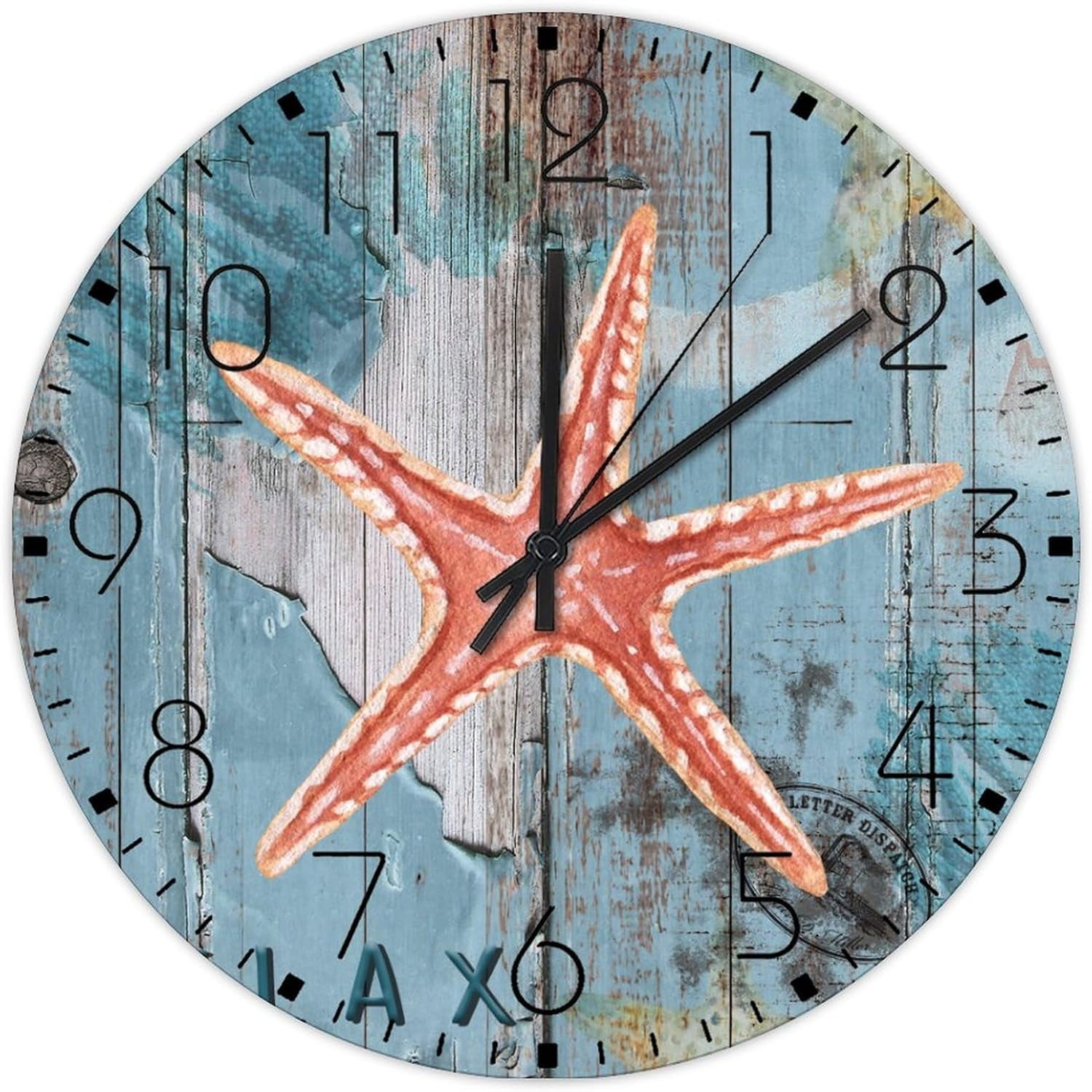 Wood Wall Clocks Non-Ticking Quartz Battery Operated Ocean Nautical ...
