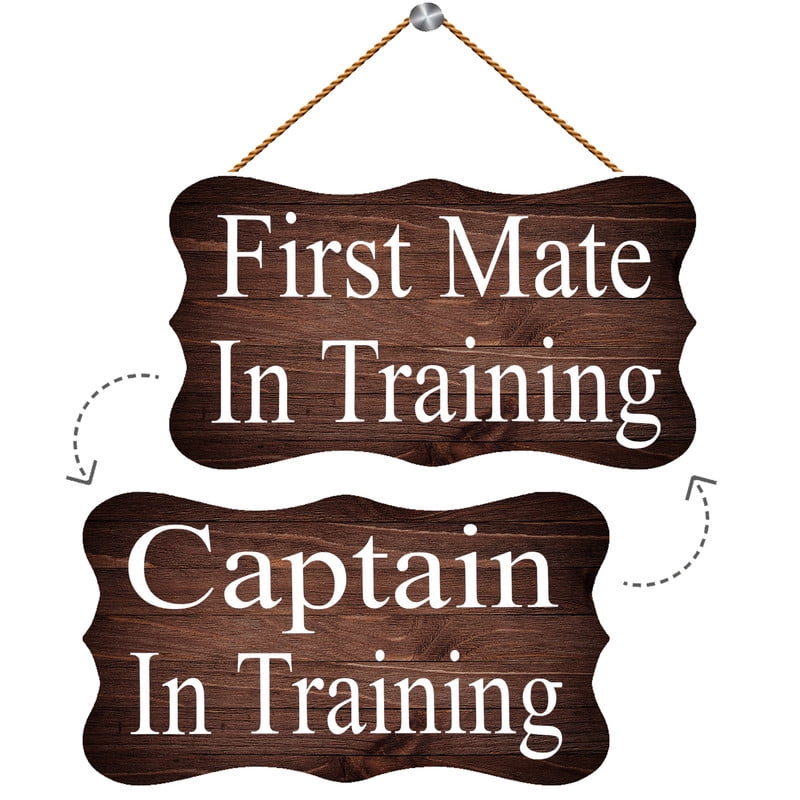 Wood Wall Decor Two Sided Captain In Training & First Mate In Training ...