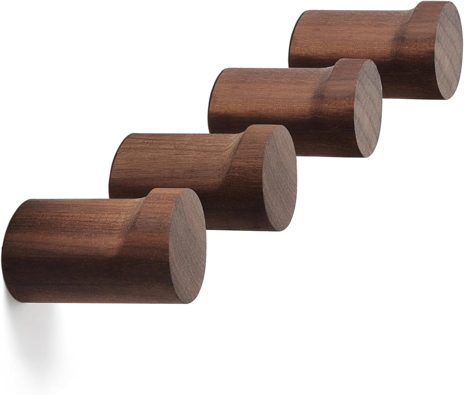 4 Pack Wood Wall Hooks, Wooden Coat Hooks Wall Mounted, Heavy Duty ...