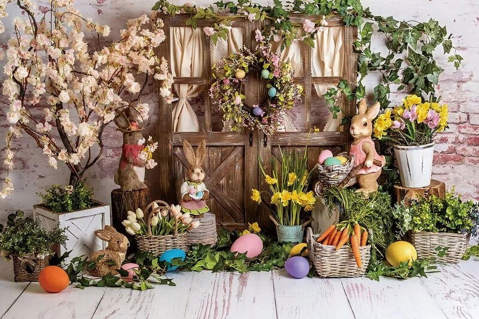 Wood Wall House Light Haystack Broken Shell Easter Eggs Rabbit ...