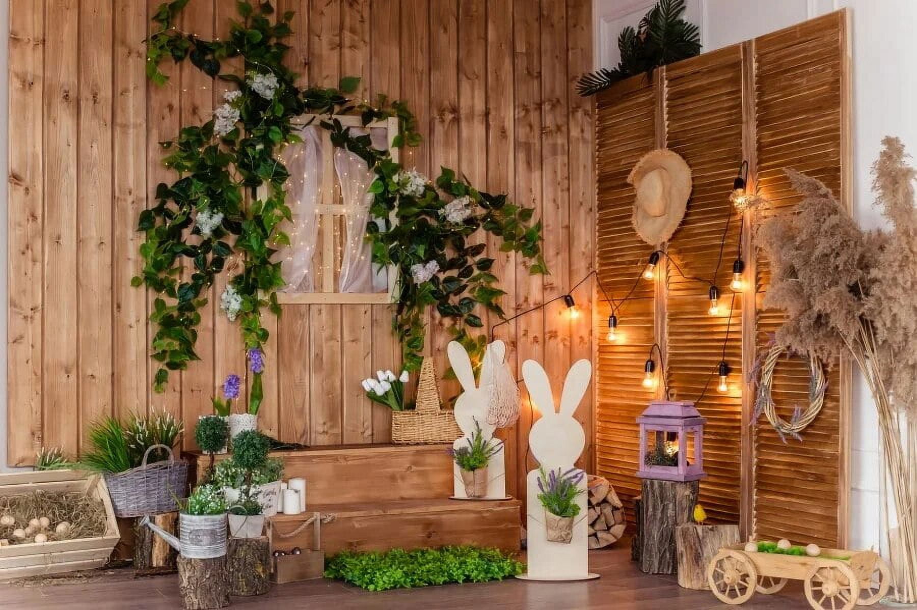 Wood Wall House Light Haystack Broken Shell Easter Eggs Rabbit ...