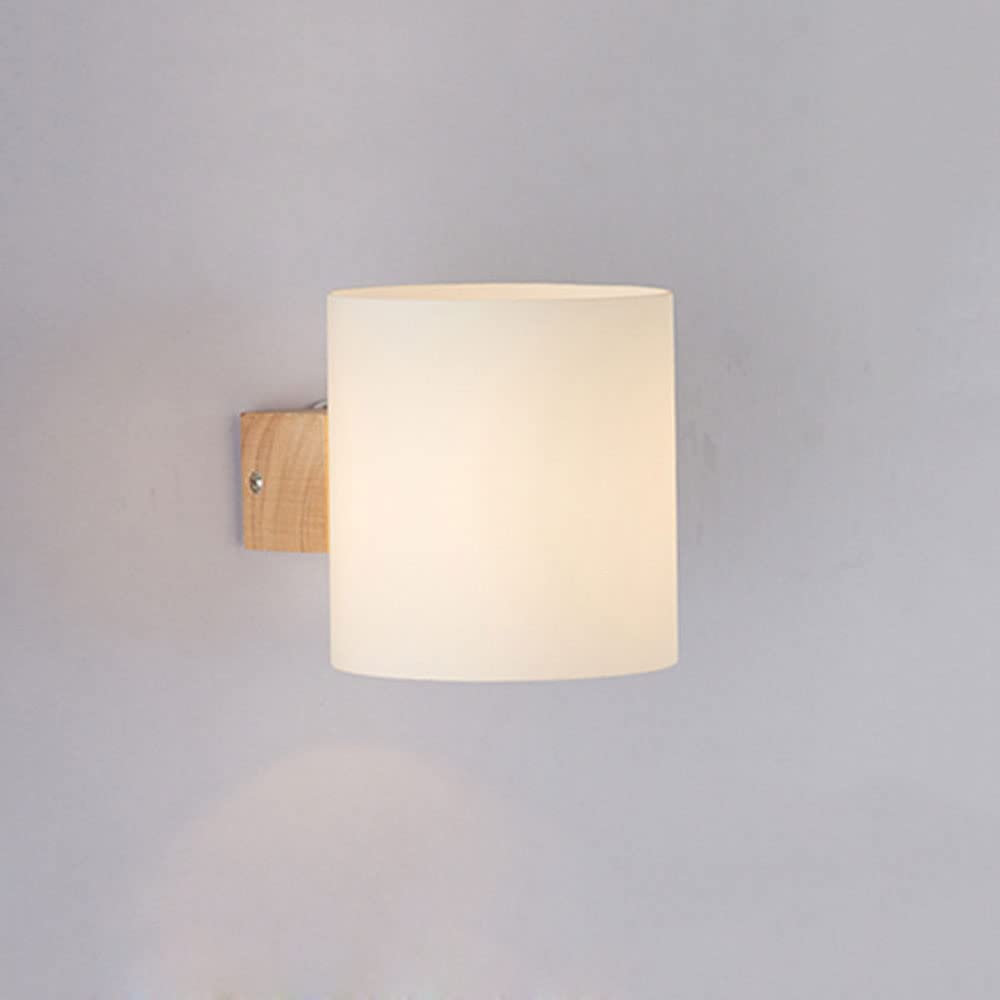 Wood Wall Light Hardwired Sconce with Pull Chain Switch, Cylindrical ...