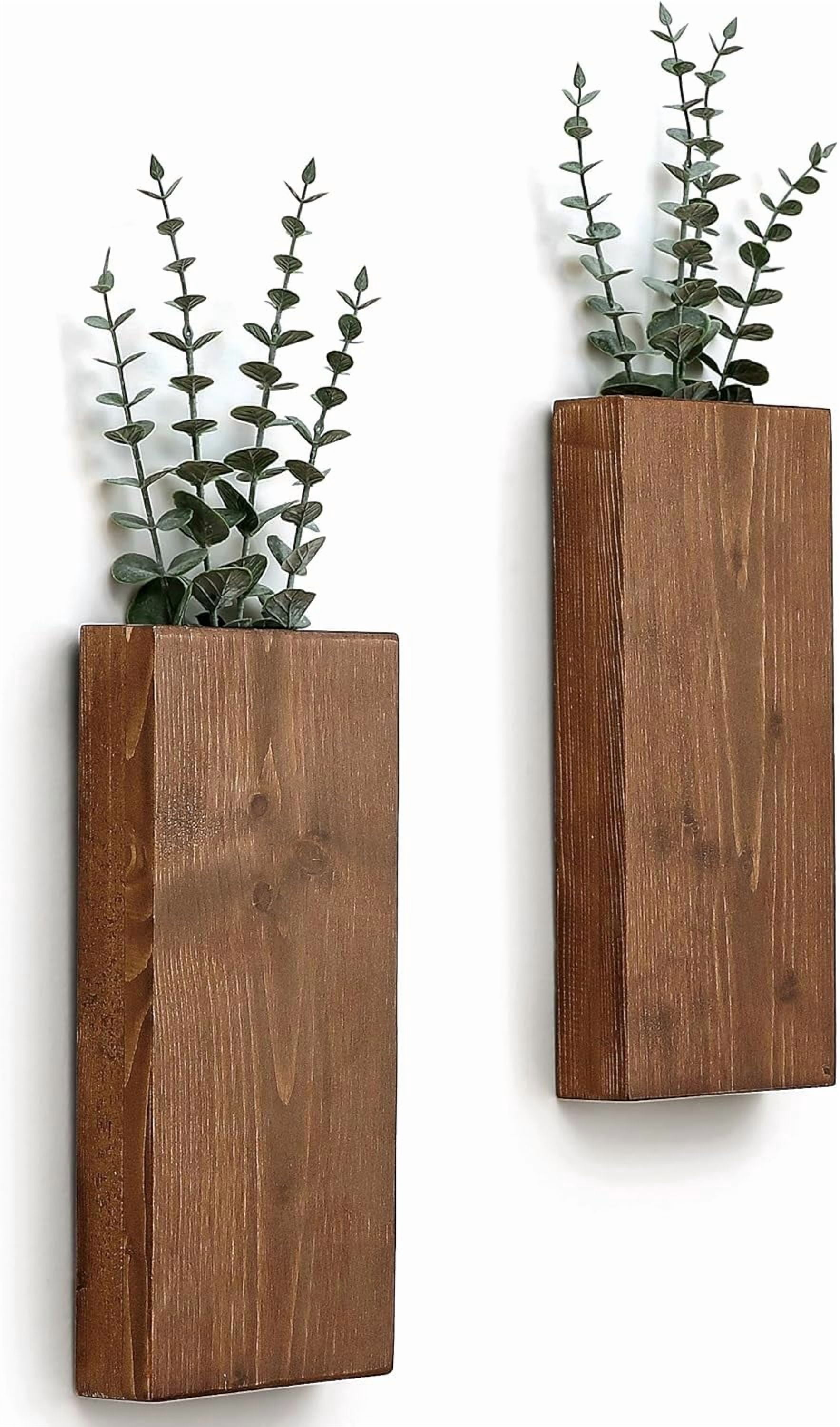 Wood Wall Planter Set of 2, Wooden Wall Pockets for Greenery or Dried ...