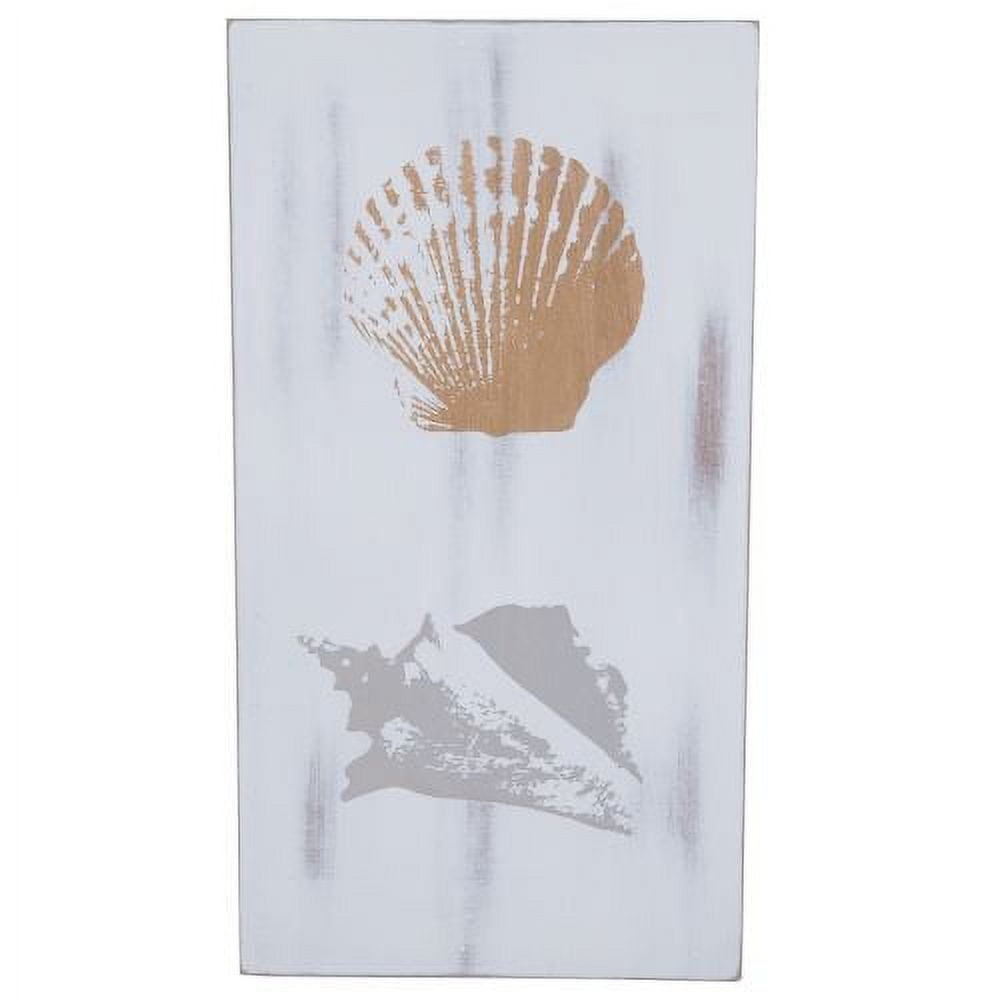 Wood Wall Plaque with Conch Scallop Shell Design Decor - Walmart.com