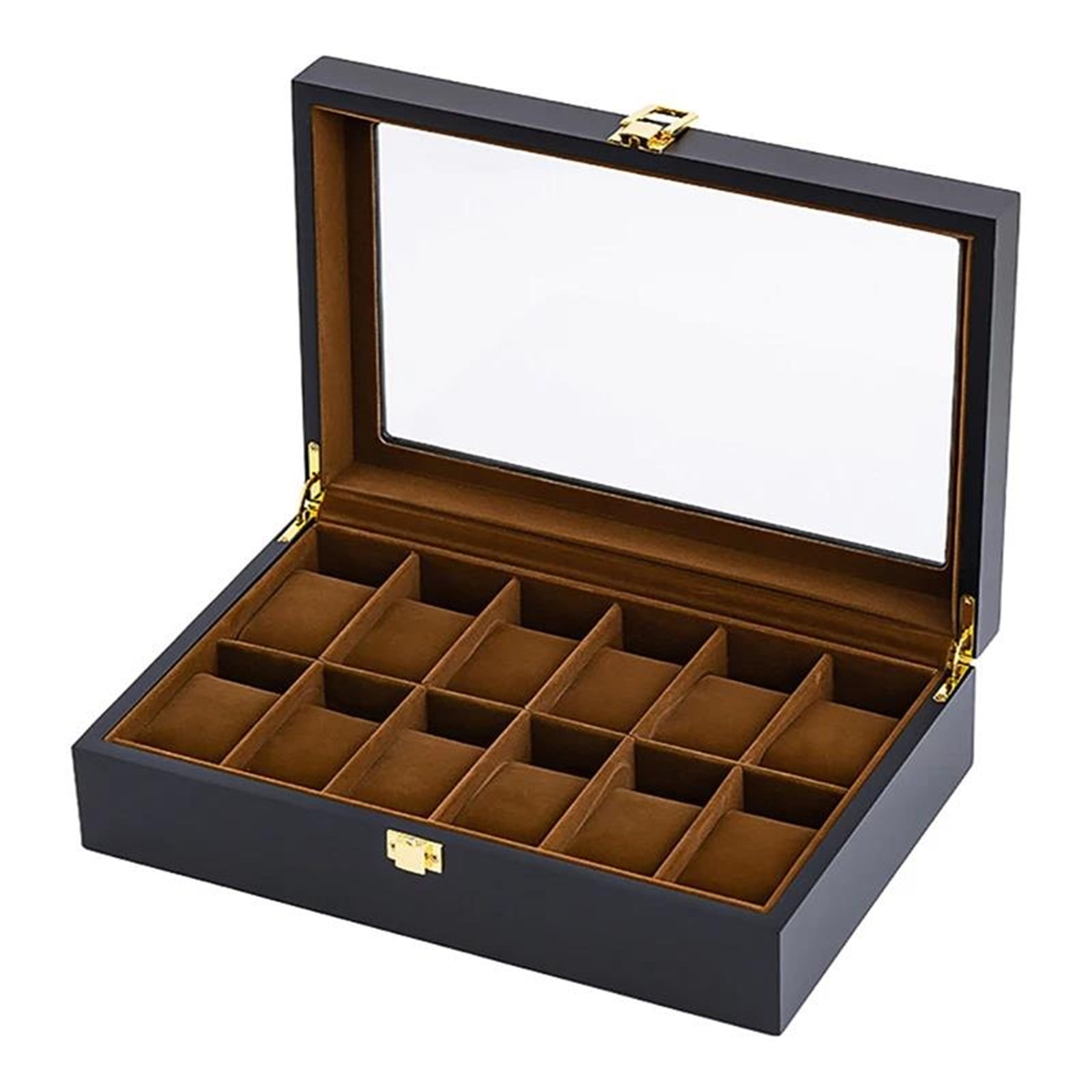 Wood Watch Box 6/10/12 Grids Watches Display Case Jewelry Holder ...