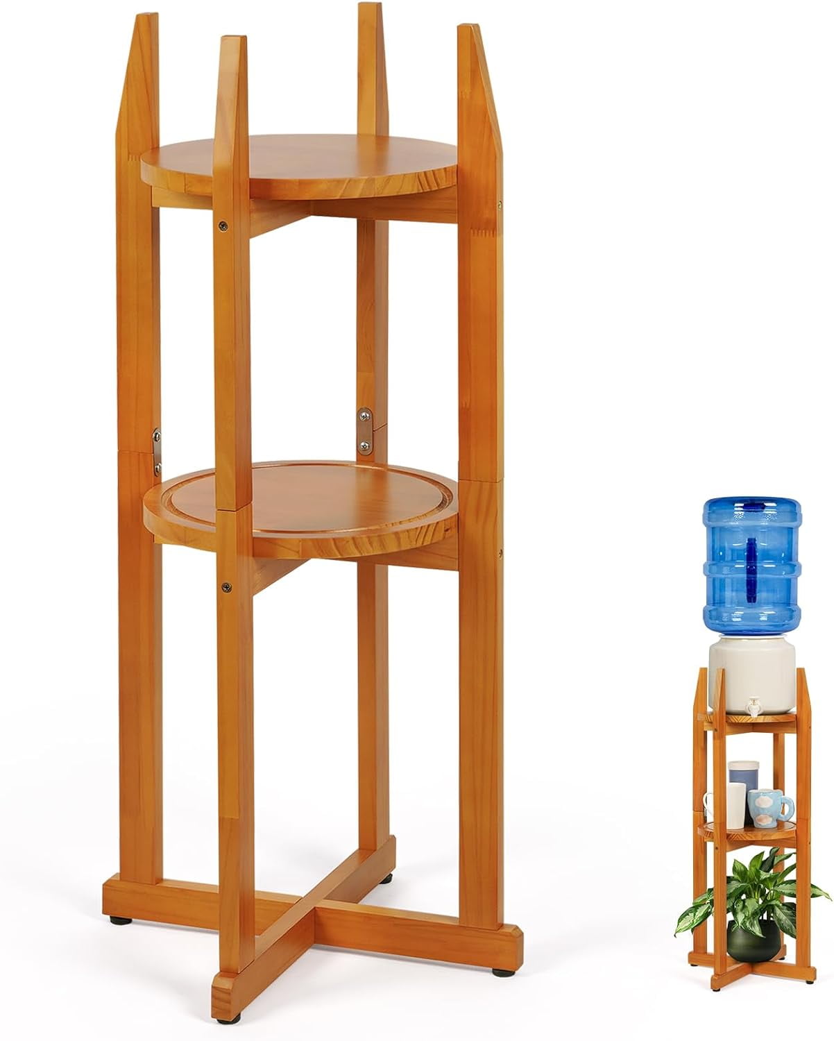 Wood Water Dispenser Stand - 5 Gallon Water Jug Holder 33" H with 2 ...