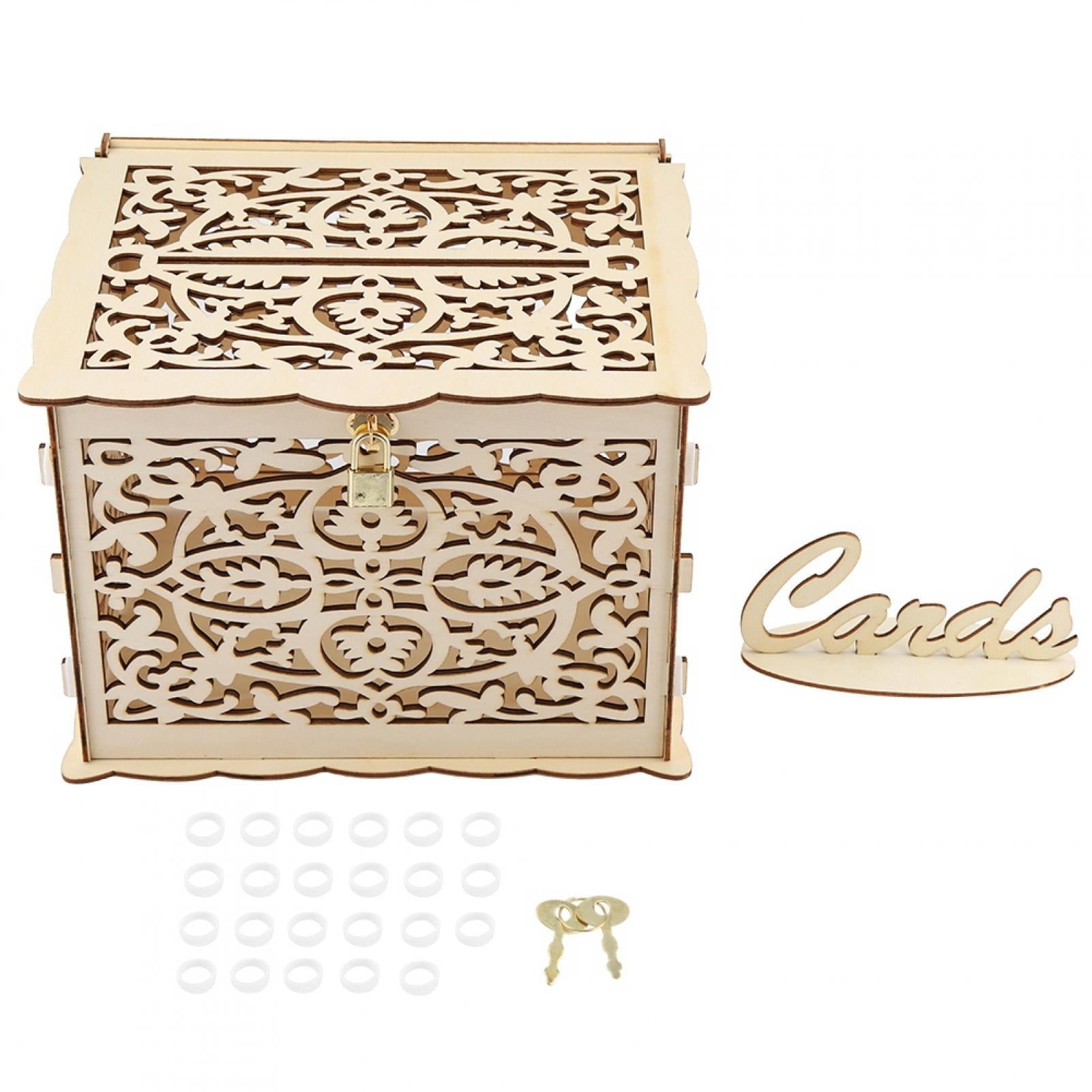 Wood Wedding Card Box With Keys And Card Sign 9.84 X 7.87 X 7.20 Inch ...