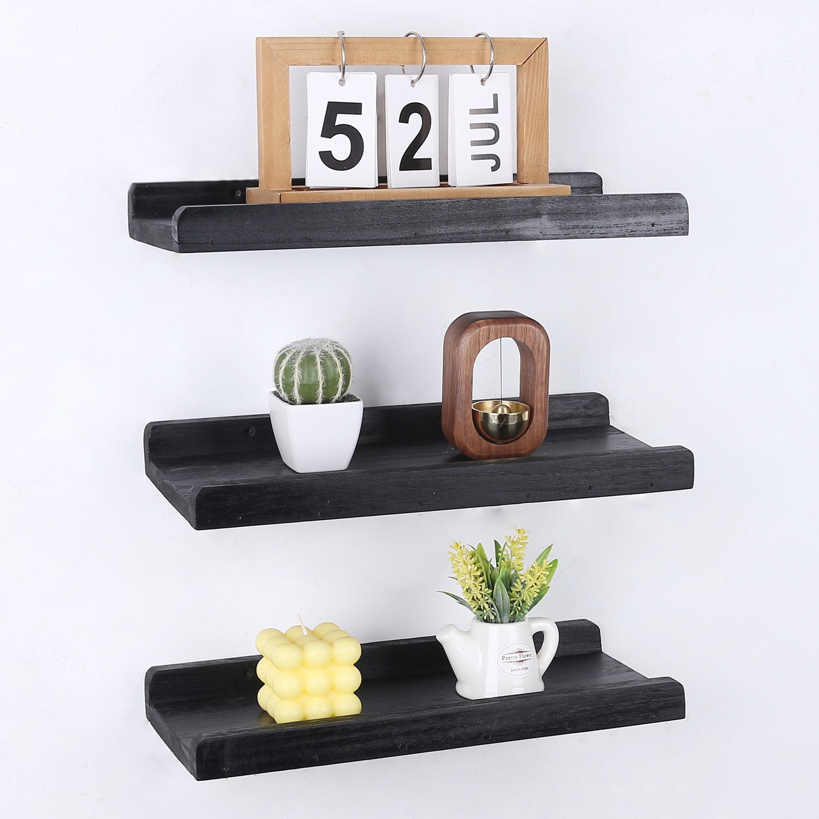 Wood Wedge Floating Shelves for Wall, Rustic Wall Storage Shelves with ...