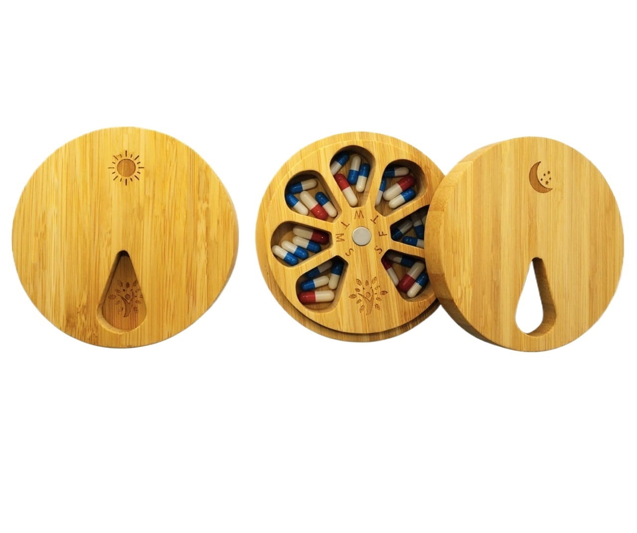 Wood Weekly Pill Organizer for Medicine Vitamin,Arthritis Friendly 7 ...