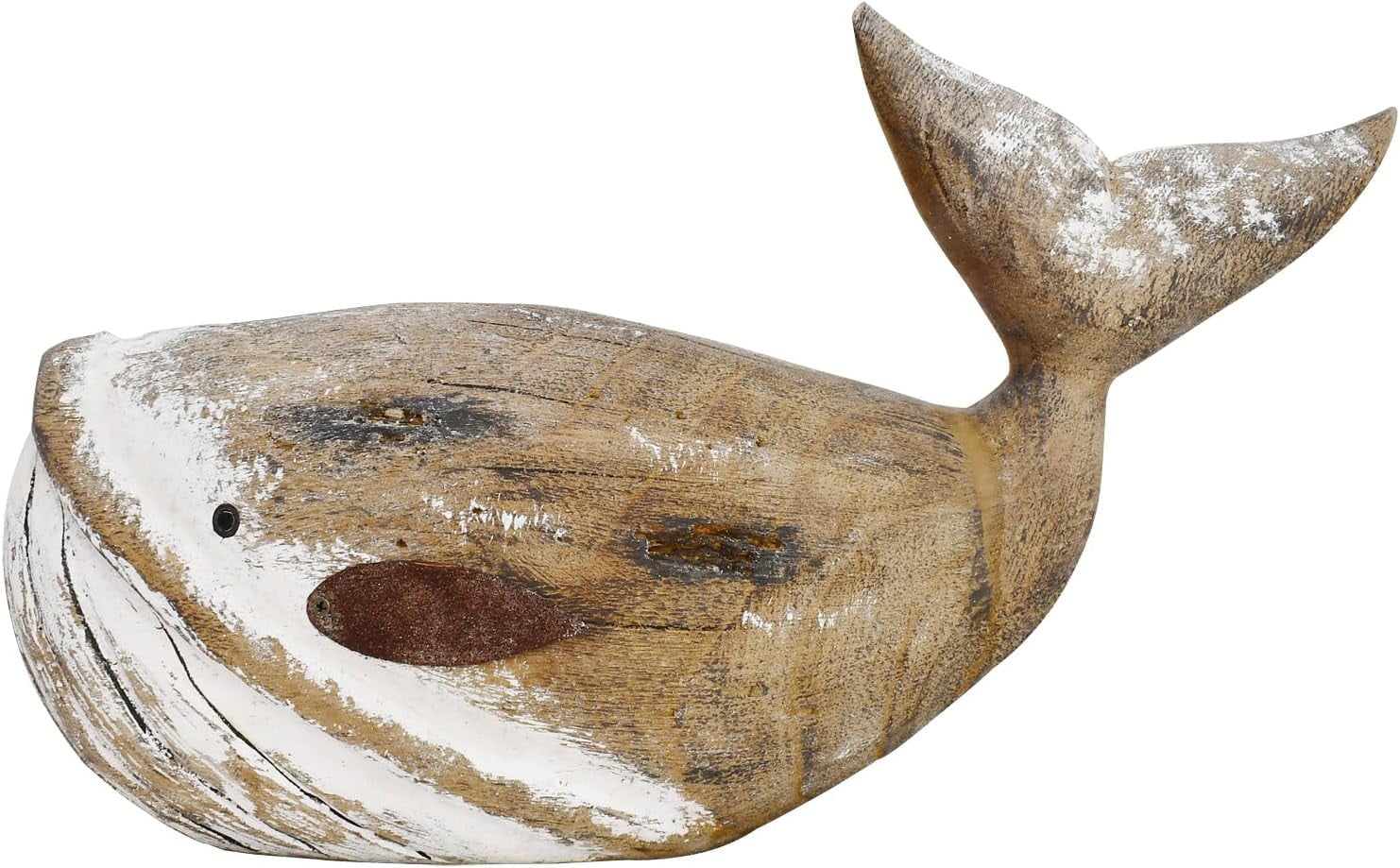 Wood Whale Statue Beach Table Decor for Home, 8.05" H Rustic Hand ...