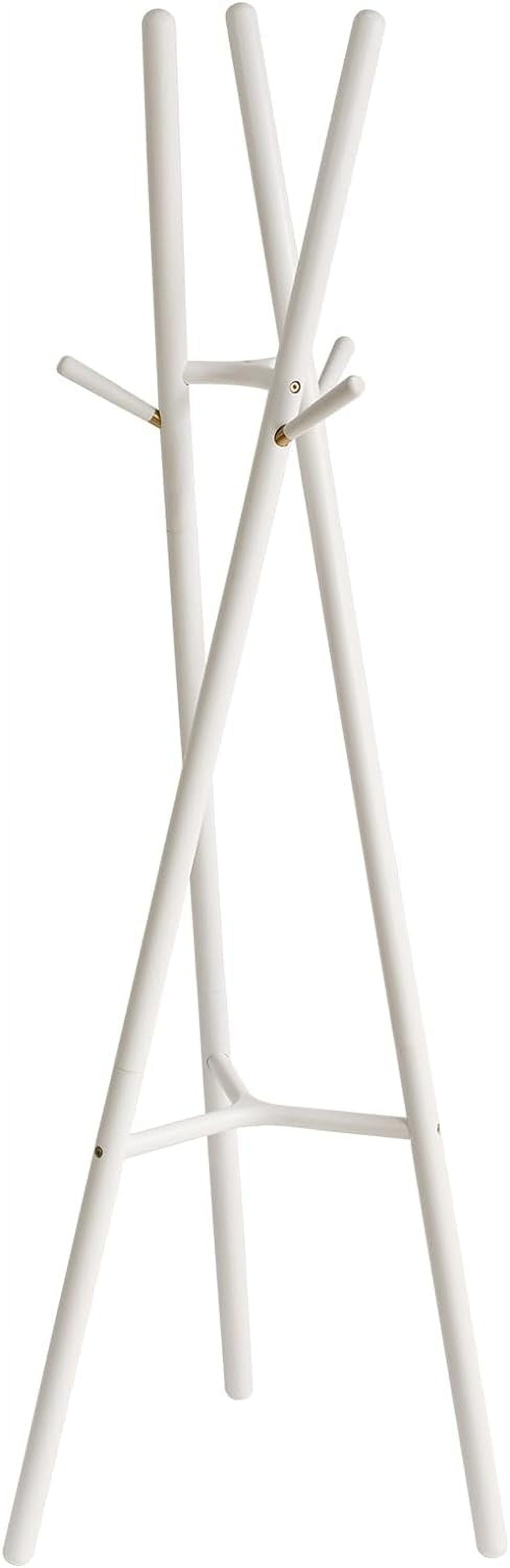 Wood White Coat Rack Free standing, Coat Stand Hanger with 3 Main Rods ...
