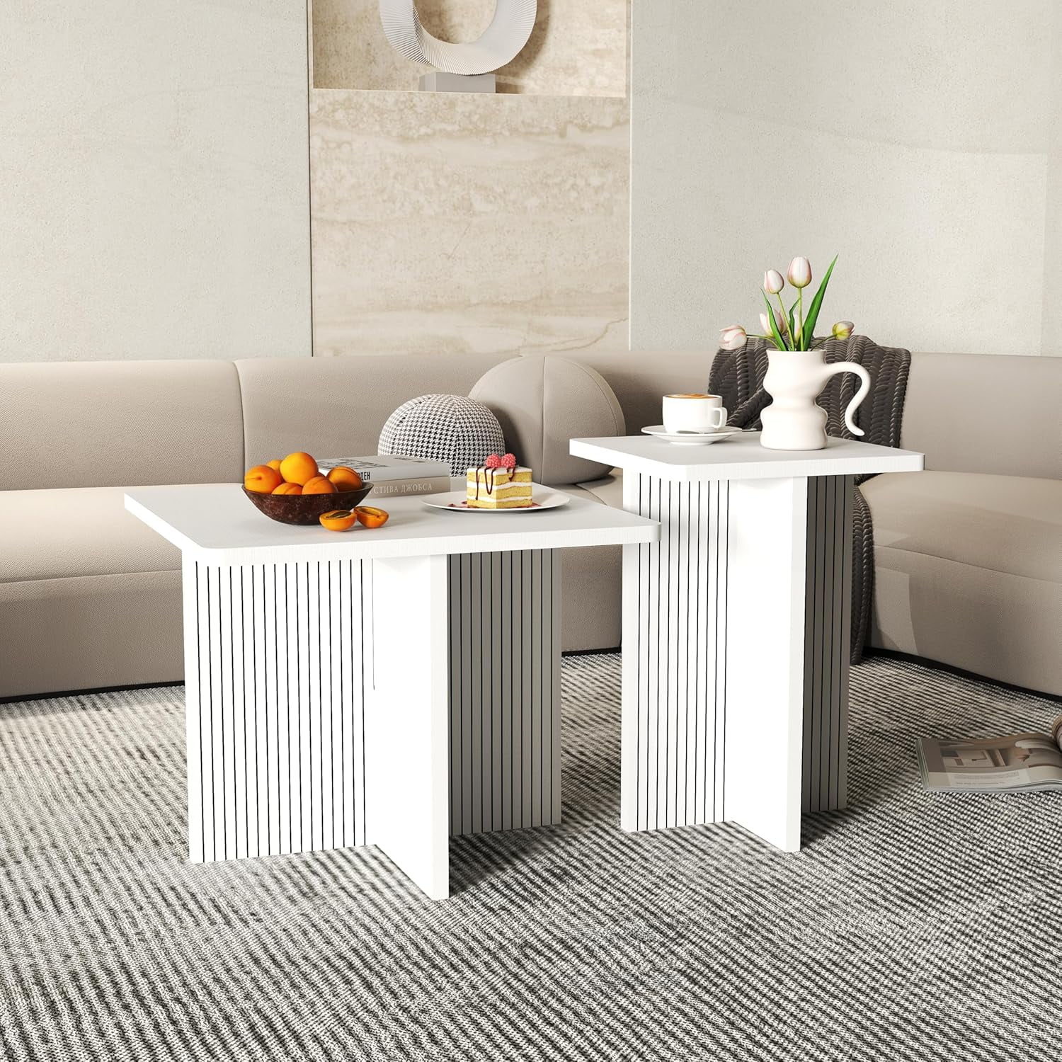 Wood White Color Coffee Tables for Living Room: End Tables Living Room ...