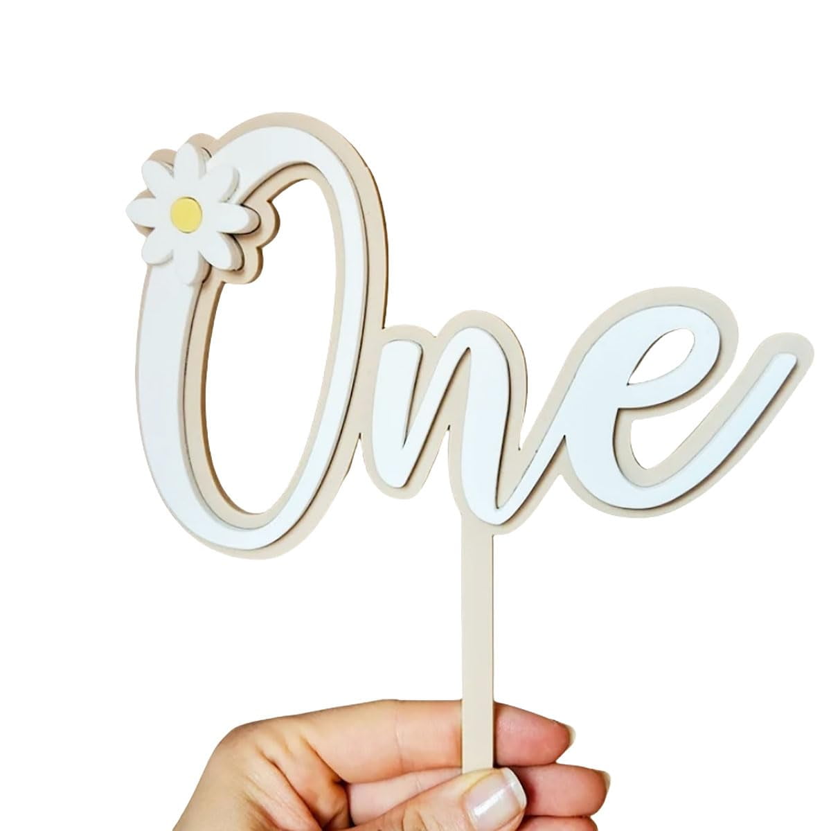 Wood White Daisy One Cake Topper, RST1 Daisy First Birthday Decorations ...