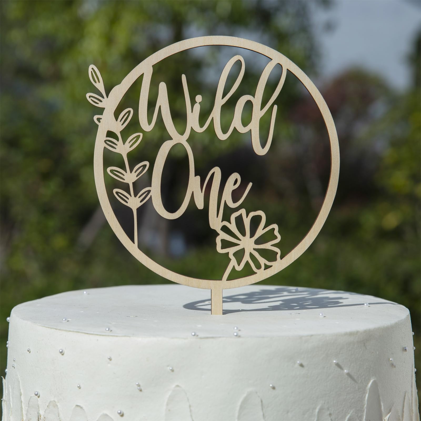 Wood Wild One Flower Cake Topper - MDH11st Birthday Cake Topper ...