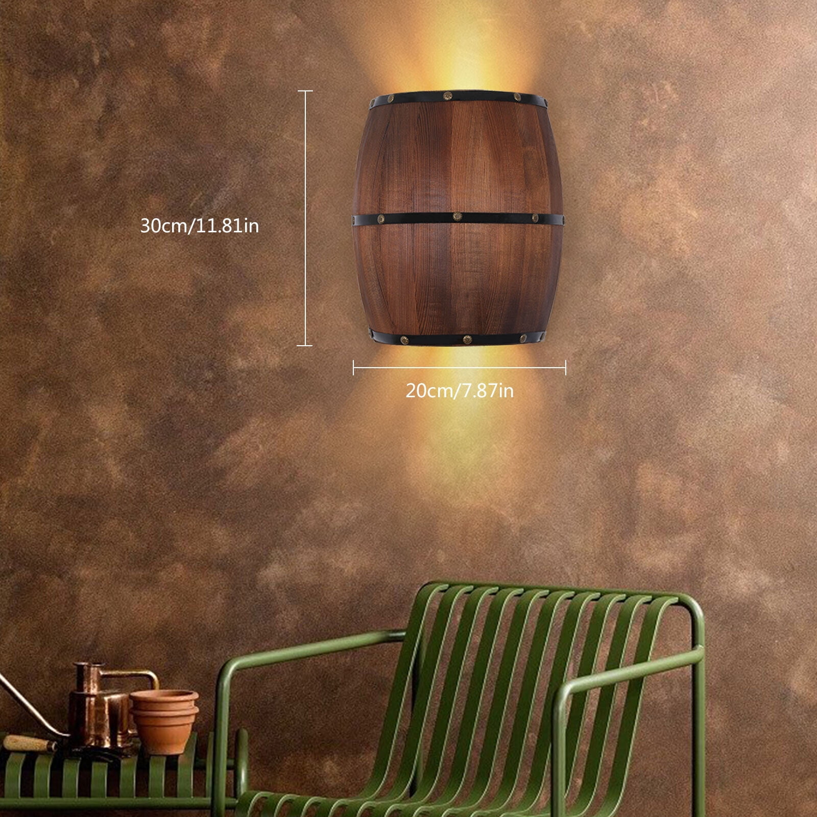 Wood Wine Barrel Wall Lamp Sconce Fixture Lighting Farmhouse Country ...