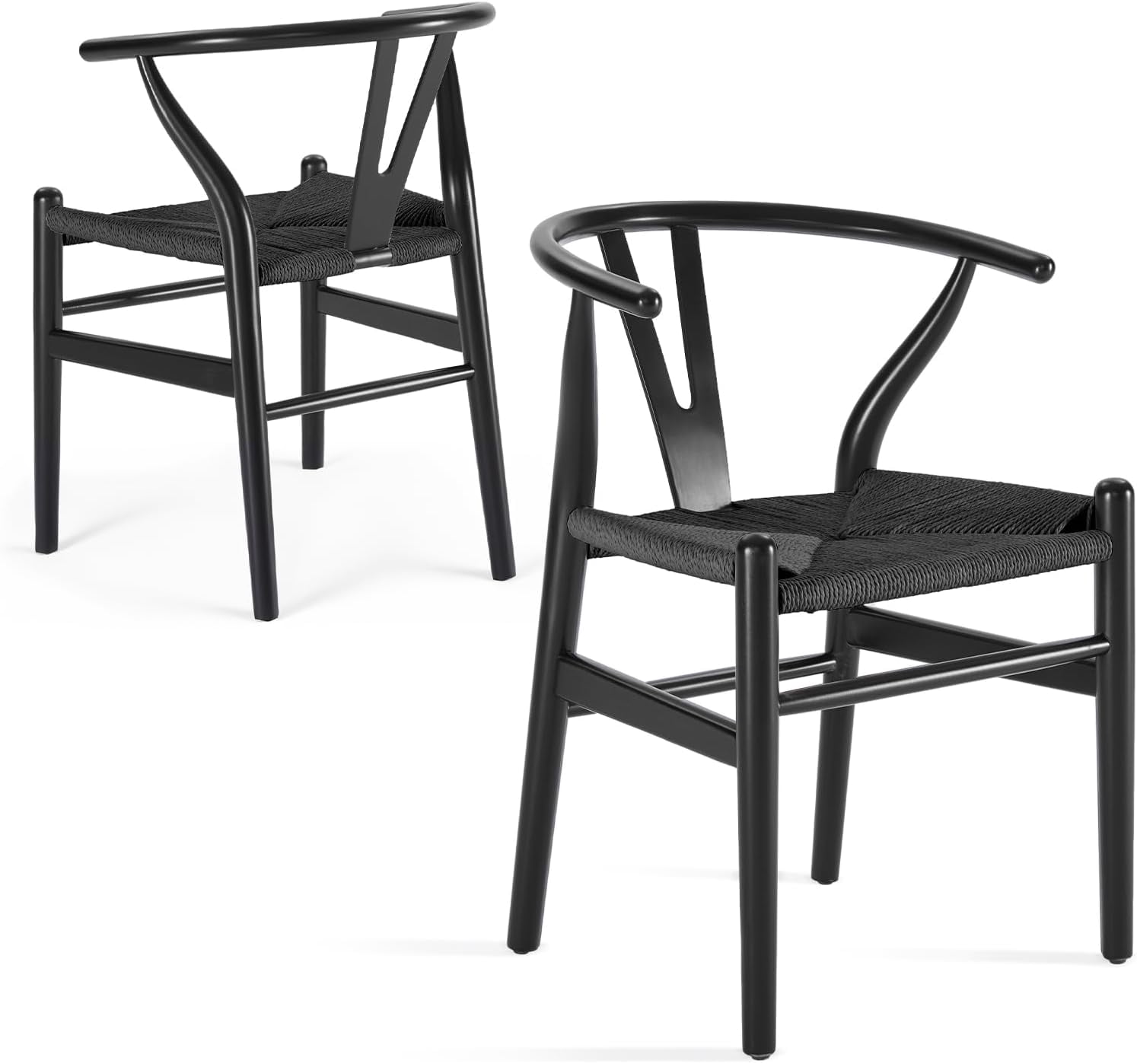 Wood Wishbone Dining Room Chairs Set of 2 Mid Century Modern Wooden for ...