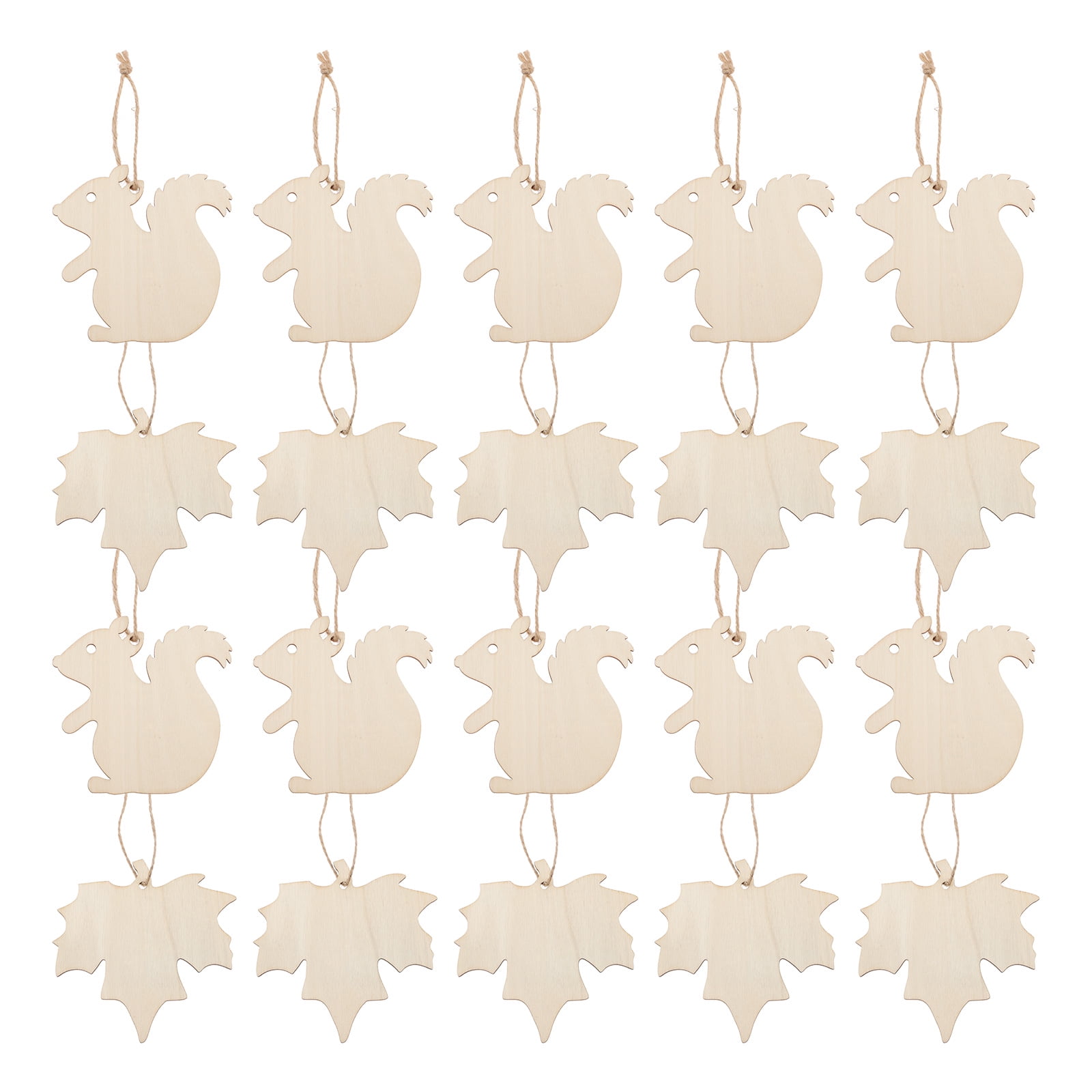 DEEPCRAFF Animals Shaped Wood Embellishments Wooden Maple Leaf Cutout ...