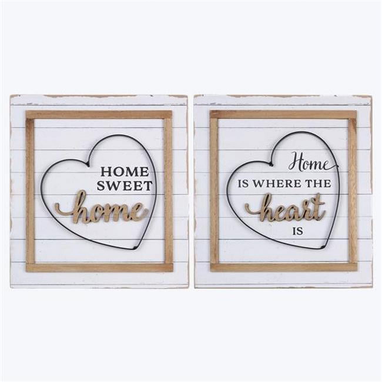 Wood Woodland Wall Sign with Twist Metal Heart & Raised Word, Assorted ...