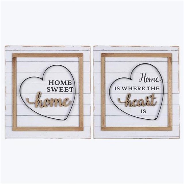 Wood Woodland Wall Sign with Twist Metal Heart & Raised Word, Assorted ...