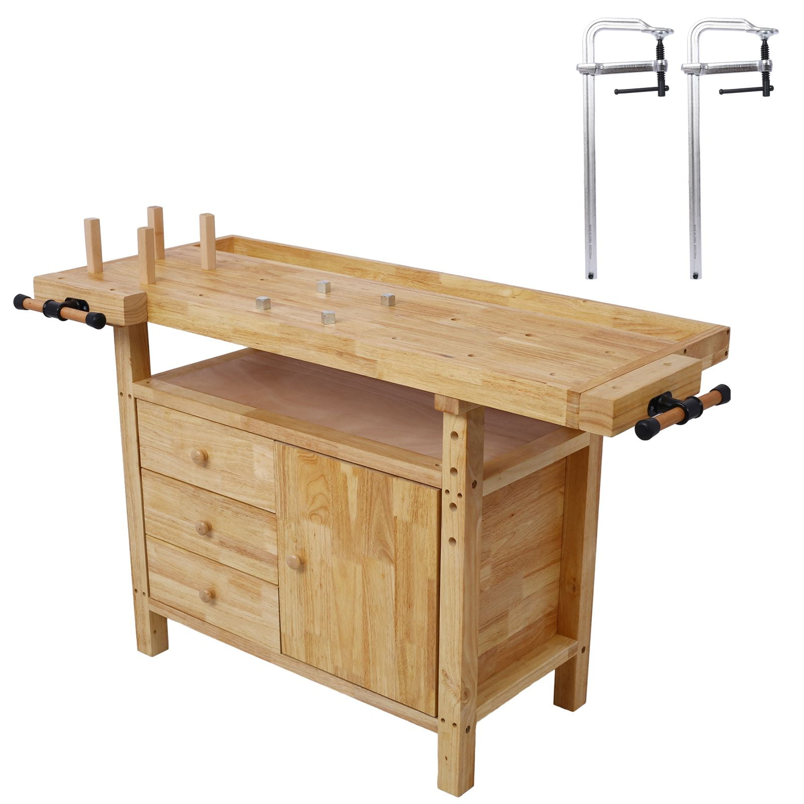 Wood Workbench - Wooden Workbench for Garage Workshop and Home, with ...