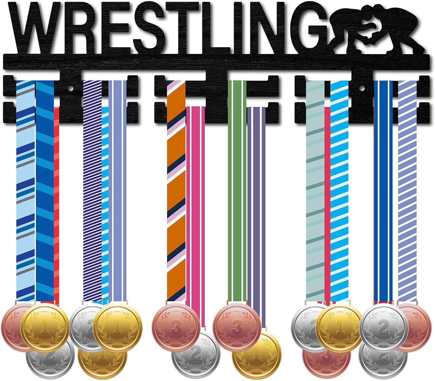Wood Wrestling Medal Holder Sport Medal Hanger Display Medal Rack Wall ...