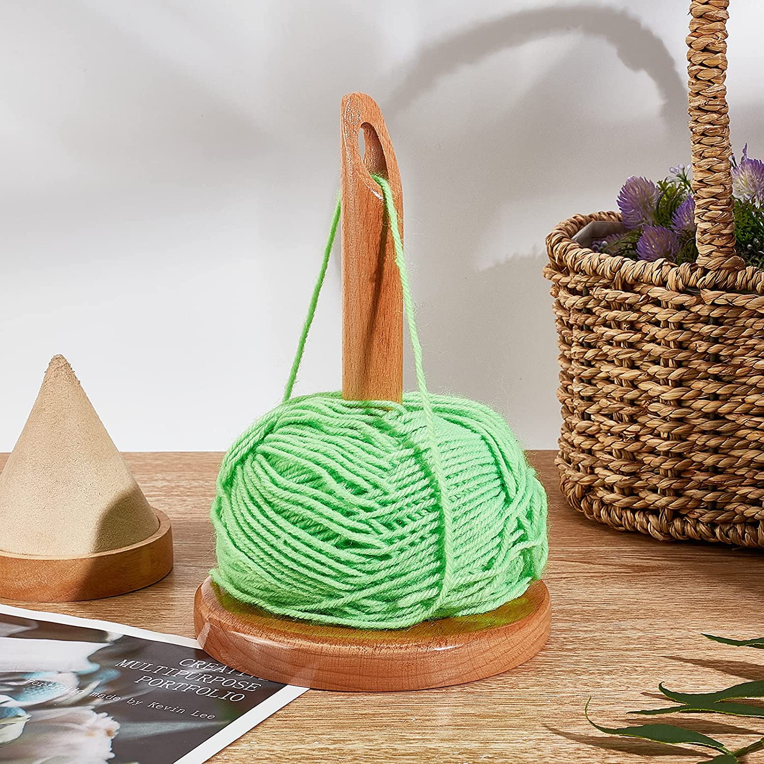 Wood Yarn Holder Crochet Wooden Frame with Hole Knitting Tool - Walmart.com