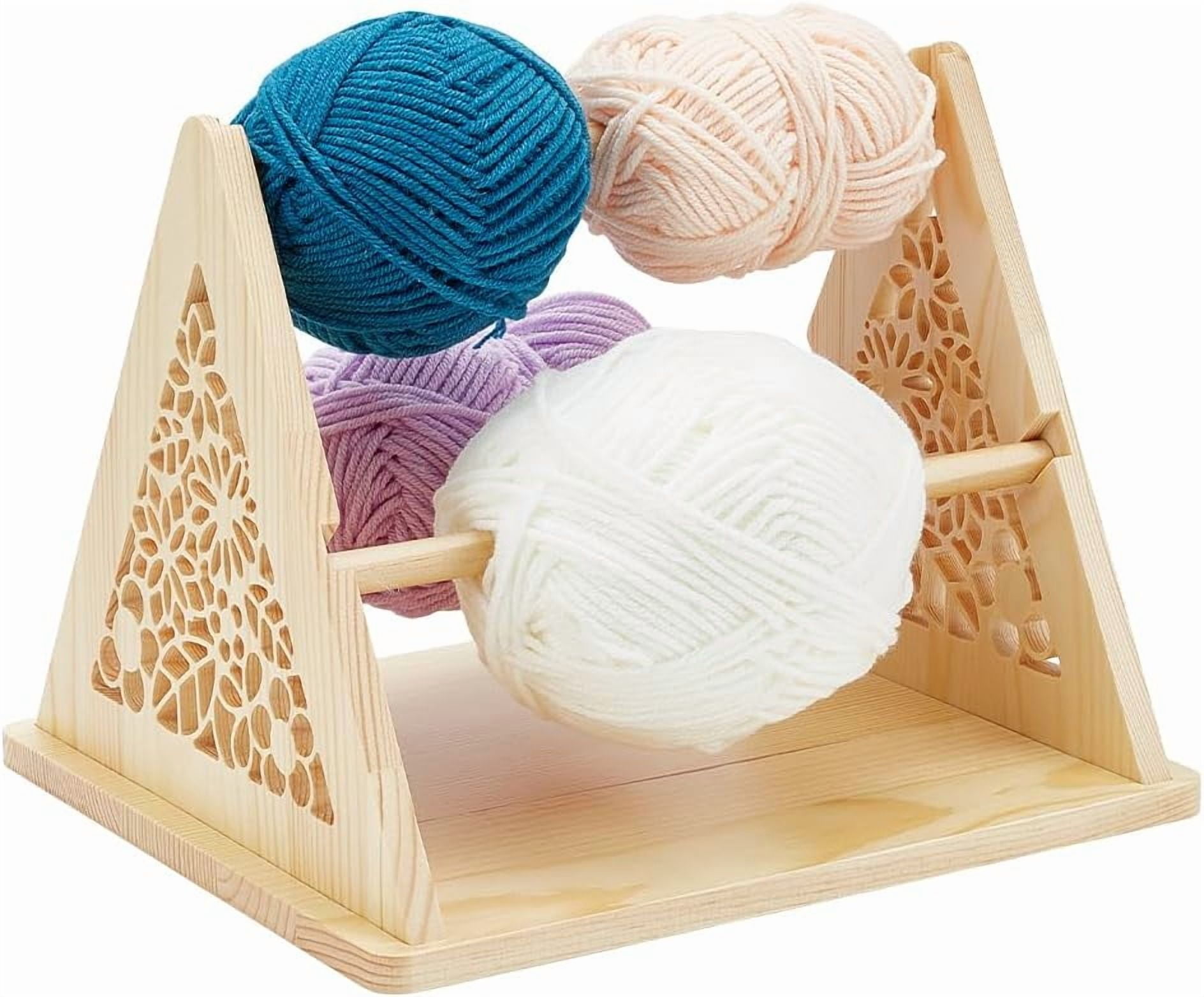 Wood Yarn Holder Portable 3-Revolving Yarn Holder Dispenser Hollow ...