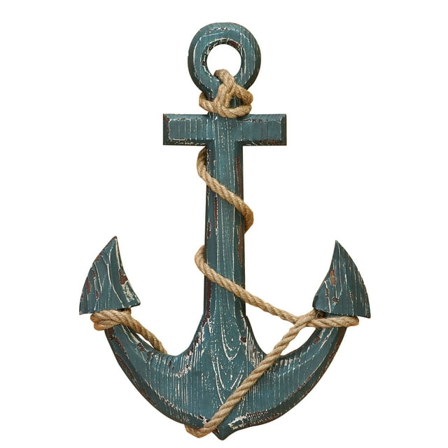 Wood anchor with rope Beach nautical decor - Walmart.com