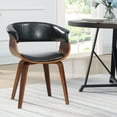 Wood and Black Faux Leather Mid-Century 18-Inch Seat Height Dining ...