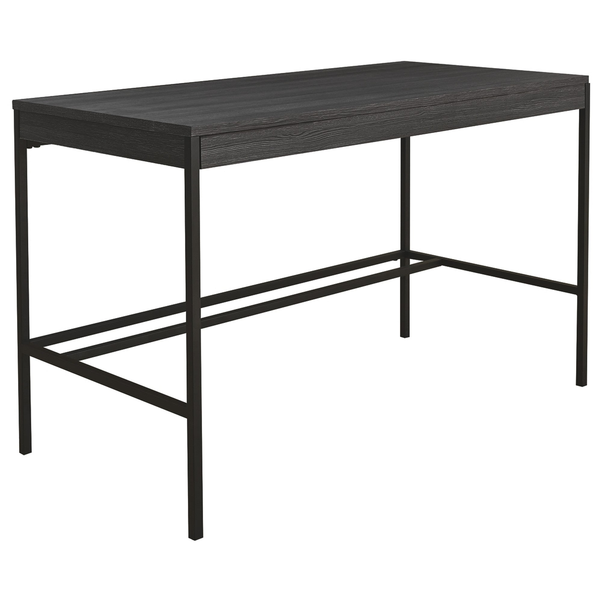 Wood and Metal Frame Office Desk with Grain Details, Gray and Black ...