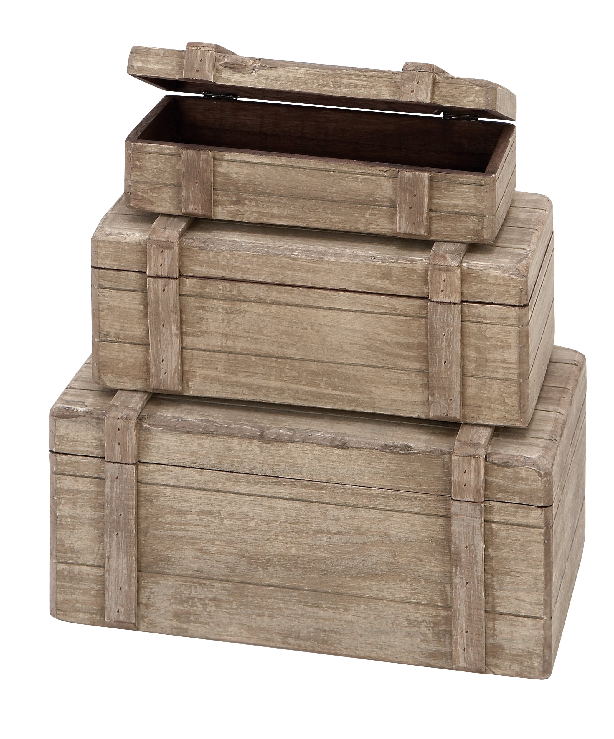 Wood boxes set of 3 nautical maritime beach decor - Walmart.com