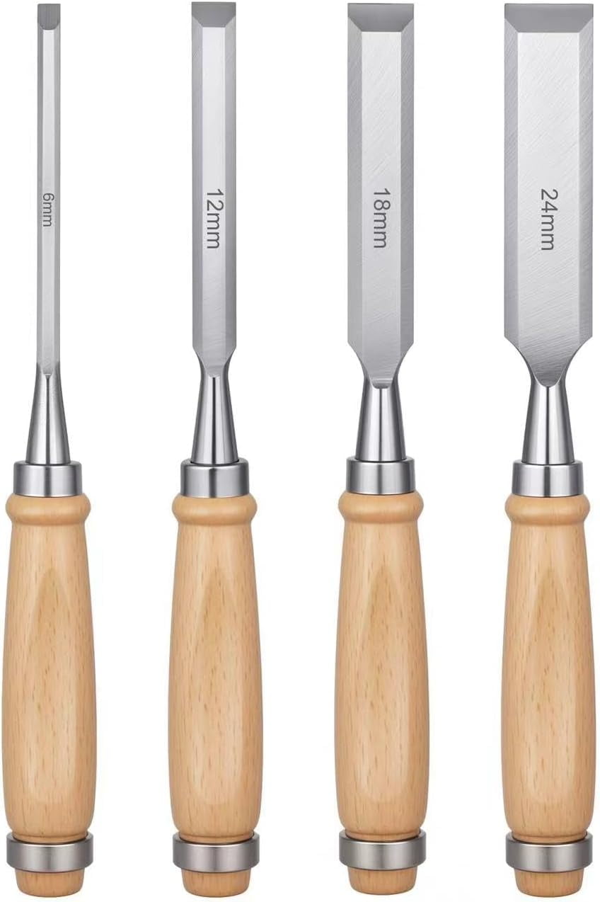 Wood chisel Set - 4-piece woodworking chisel w/CR-V Steel blade - rust ...