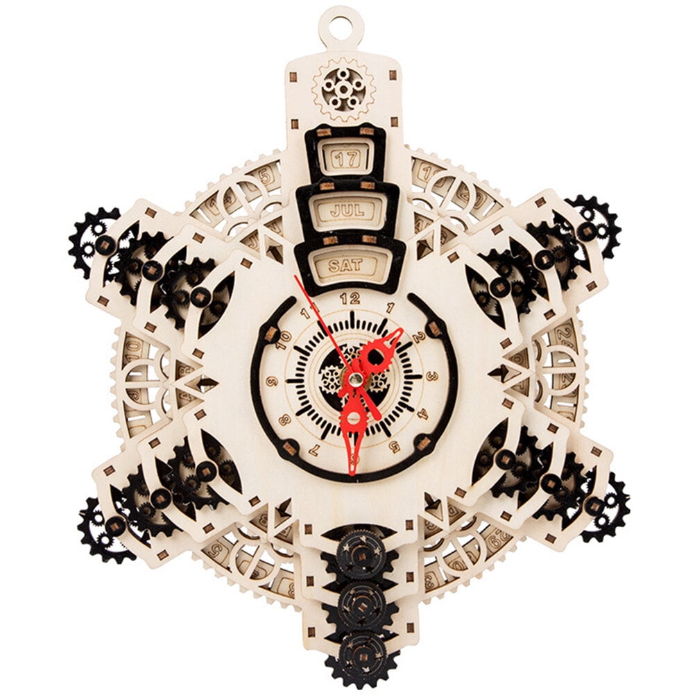 Wood clock puzzle kit 1 Set DIY Clock Wooden Model Kit Wooded Puzzle ...