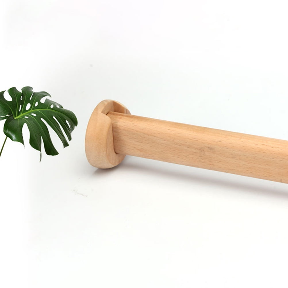 HOOWIFFY 6 Pairs Wood Closet Rod Holders Light Brown Smooth Thick Pole ...