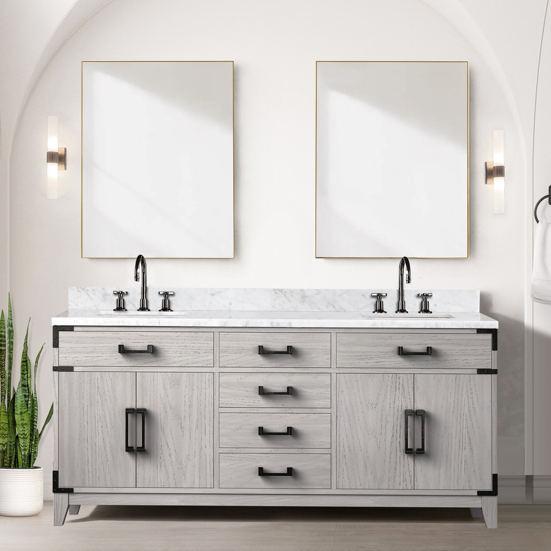 Wood double vanity with 335.30 - lb weight | Faucet set and open ...
