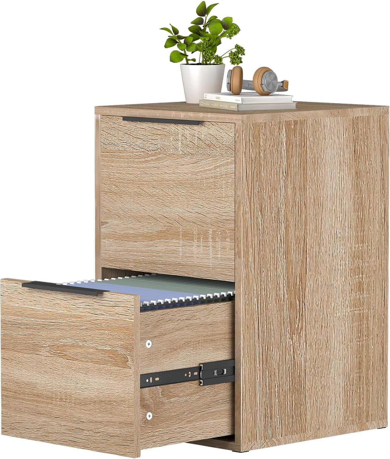 Wood filing cabinets with 2 drawers and hanging bars for letter size ...